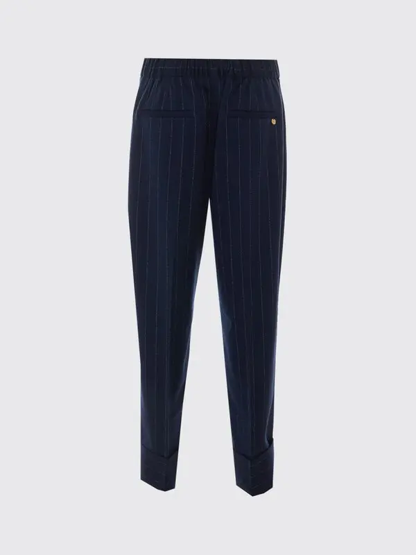 Liu Jo Pinstriped Straight-leg Crêpe Trousers With Mid-rise - Blue