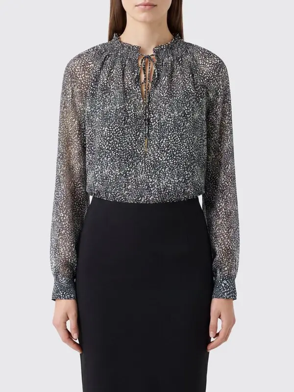 Michael Kors Abstract Print Georgette Long-sleeved Blouse