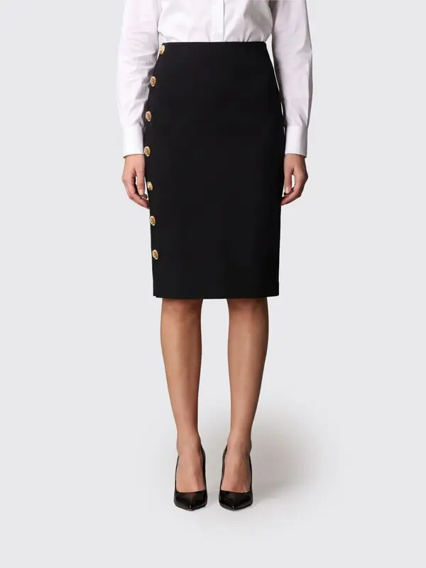 Versace High-waisted Stretch-viscose Midi Pencil Skirt With Buttons