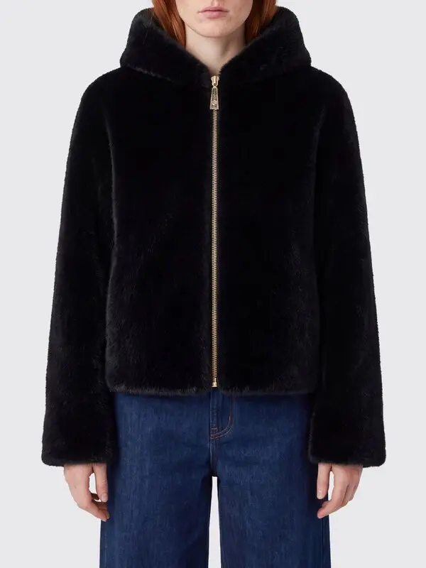 Liu Jo Hooded Faux Fur Jacket With Zip Closure