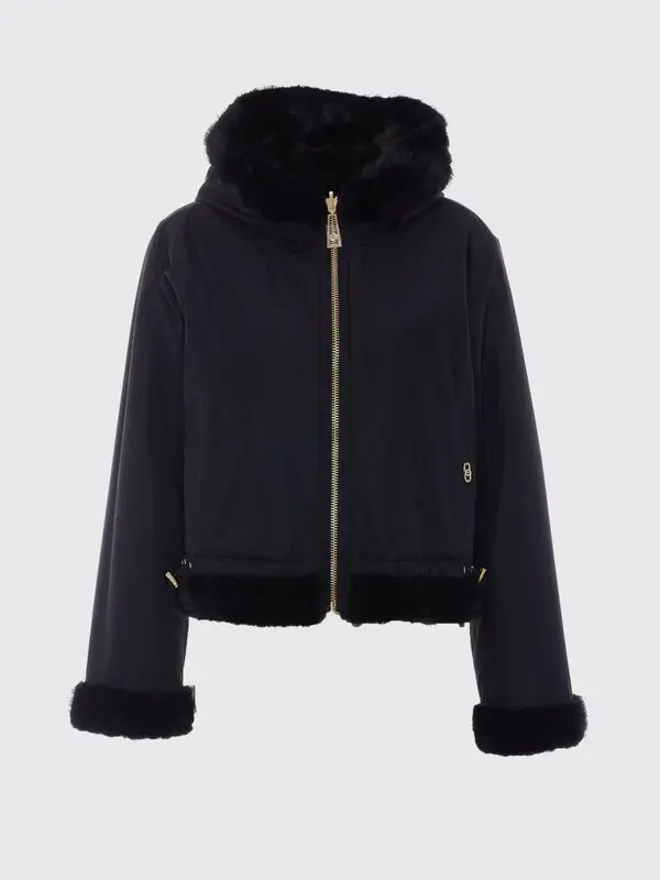 Liu Jo Hooded Faux Fur Jacket With Zip Closure