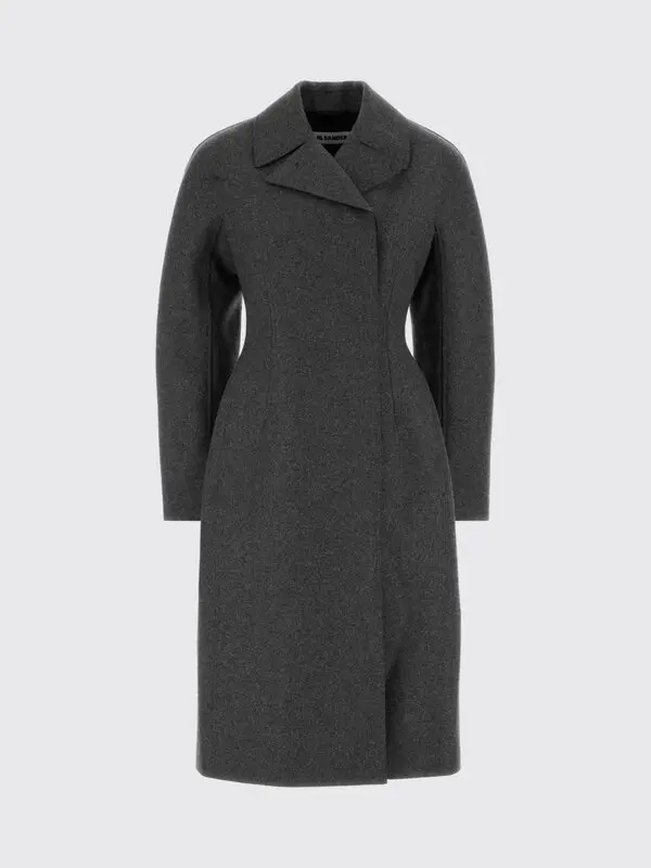 JIL SANDER Long Double-breasted Coat In Pure Virgin Wool With Concealed Fastening - Grey