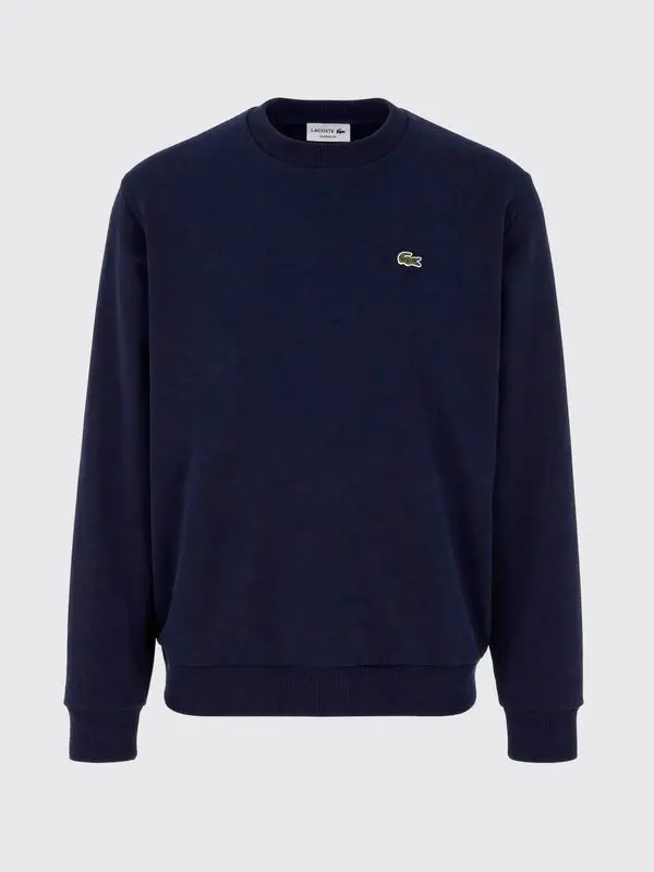Lacoste Crewneck Cotton-blend Jumper With Contrast Logo - Navy