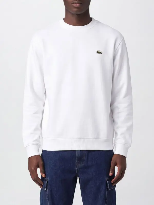 Lacoste Crewneck Cotton-blend Jumper With Contrast Logo - White