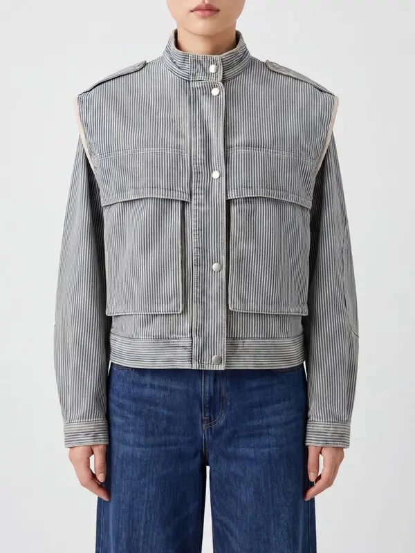 Isabel Marant Étoile Edany Striped High-neck Denim Jacket - Blue