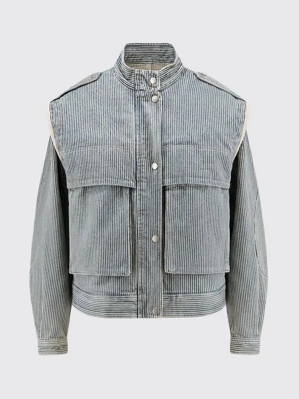 Isabel Marant Étoile Edany Striped High-neck Denim Jacket - Blue