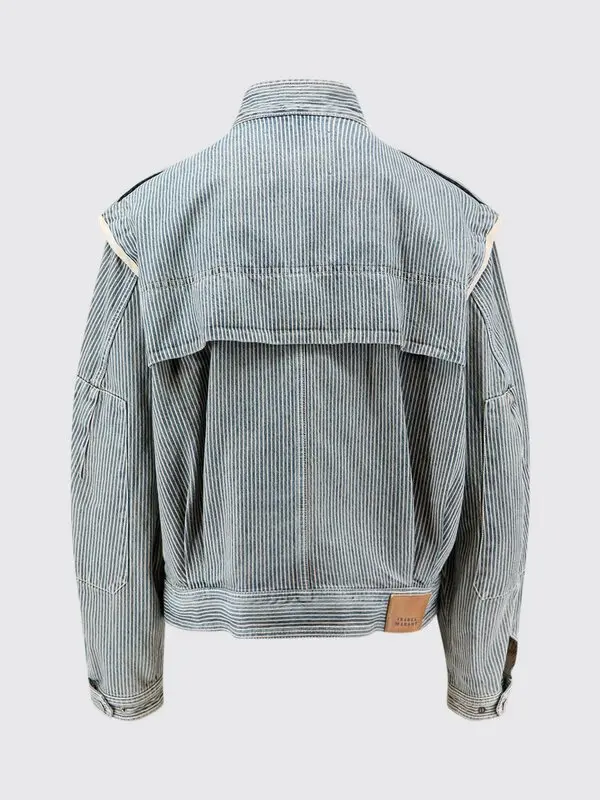 Isabel Marant Étoile Edany Striped High-neck Denim Jacket - Blue