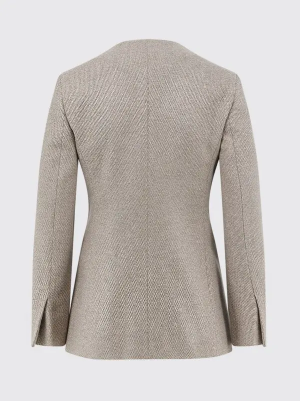 Max Mara Single-breasted Blazer In 100% Cashmere With Crewneck - Beige