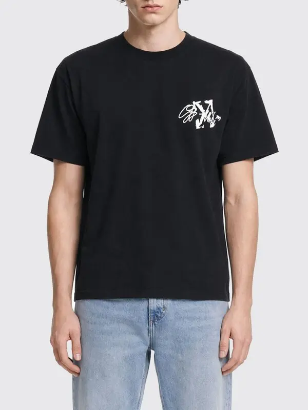 Off-White Arrow Logo Print Cotton Crewneck T-shirt - Black