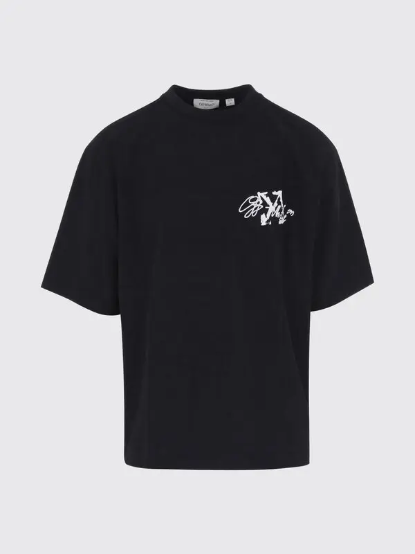 Off-White Arrow Logo Print Cotton Crewneck T-shirt - Black