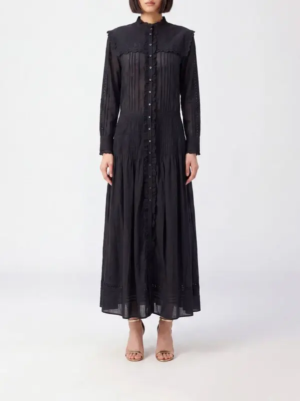 Isabel Marant Étoile Ruffled Collar Cotton Midi Shirtdress
