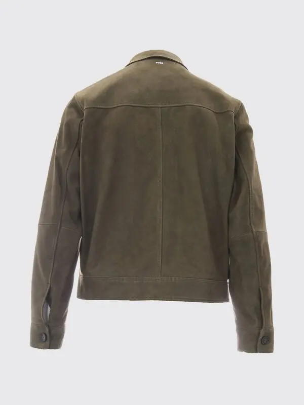 BOSS Suede Sheepskin Jacket With Zip Closure - Green