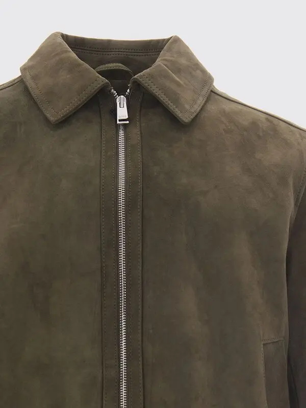 BOSS Suede Sheepskin Jacket With Zip Closure - Green