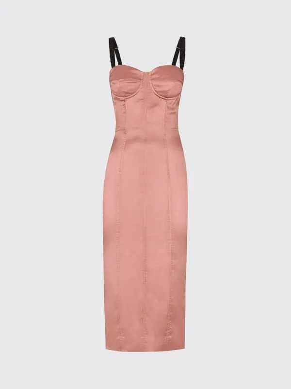 Dolce & Gabbana Midi Corset Dress In Silk With Sweetheart Neckline