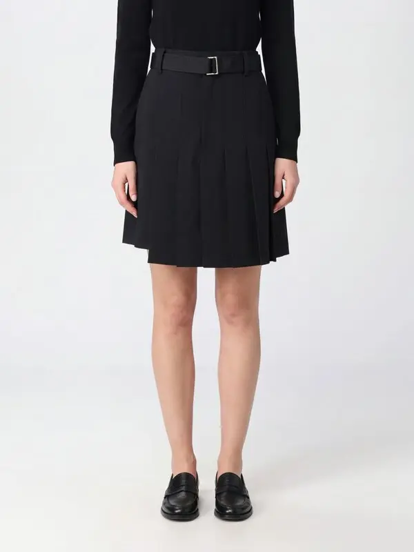 Sacai High-waisted Pleated Wool Shorts With Asymmetrical Hem - Black