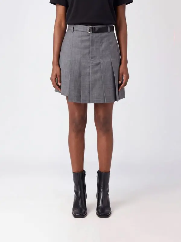 Sacai High-waisted Pleated Wool Shorts With Asymmetrical Hem
