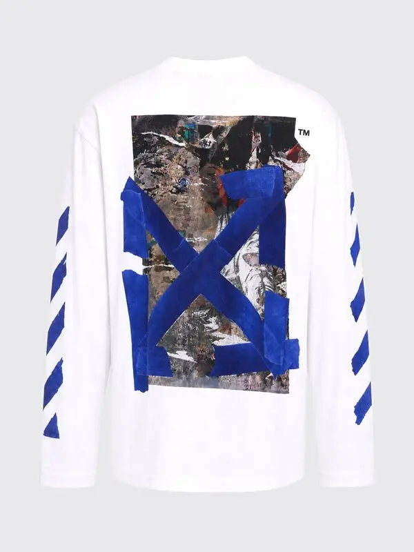 Off-White Arrow Logo Print Long-sleeved Cotton T-shirt