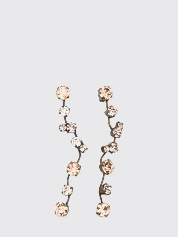 FORTE_FORTE Pendant Earrings In Brass With Embroidered Crystals - Pink