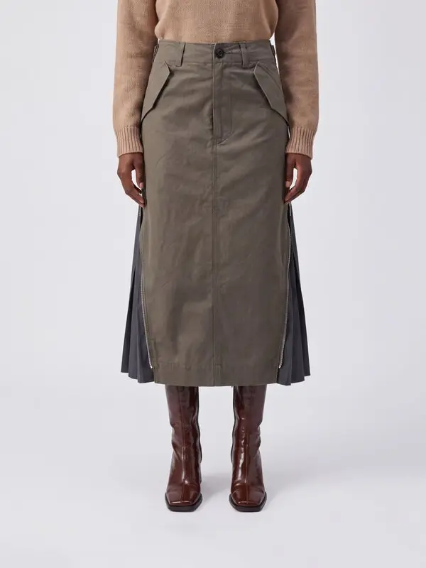 Sacai High-waisted A-line Cotton Midi Skirt With Flap Pockets - Blue