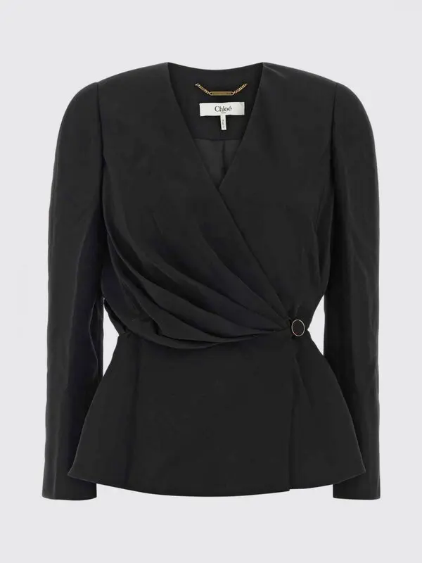 Chloé Draped V-neck Long-sleeved Viscose Blouse