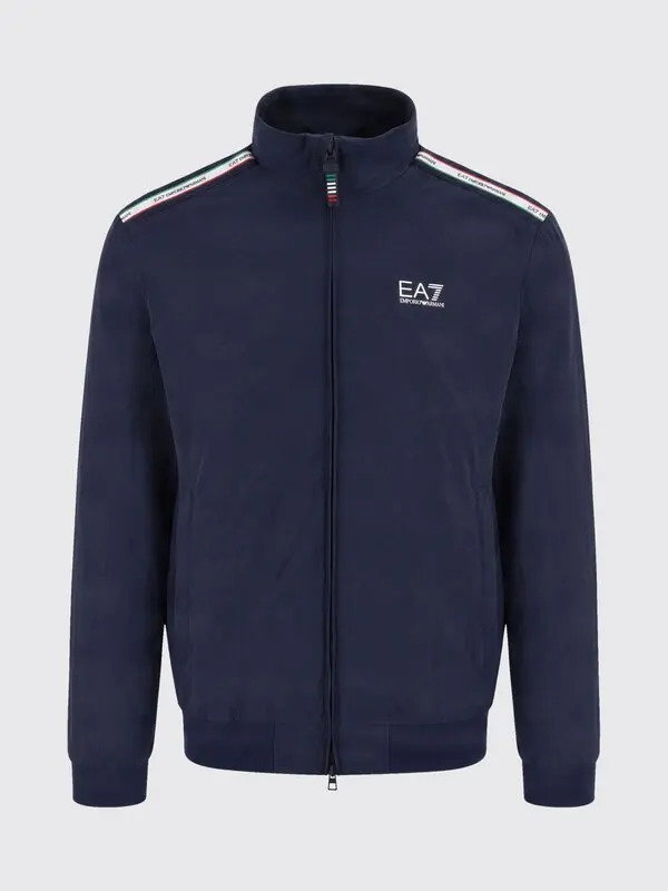 EA7 High Neck Technical Fabric Zip-up Sweatshirt With Side Bands