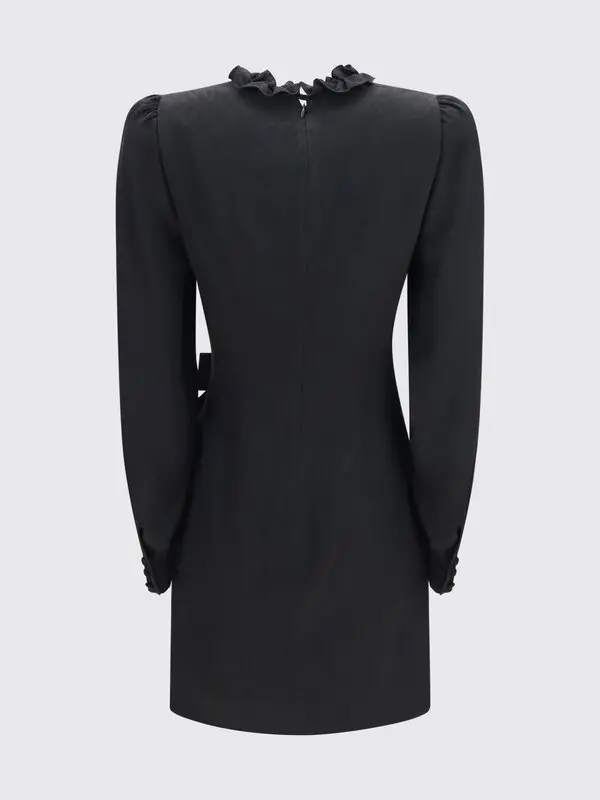 Alessandra Rich Pure Silk Wrap Mini Dress With Rouches Collar