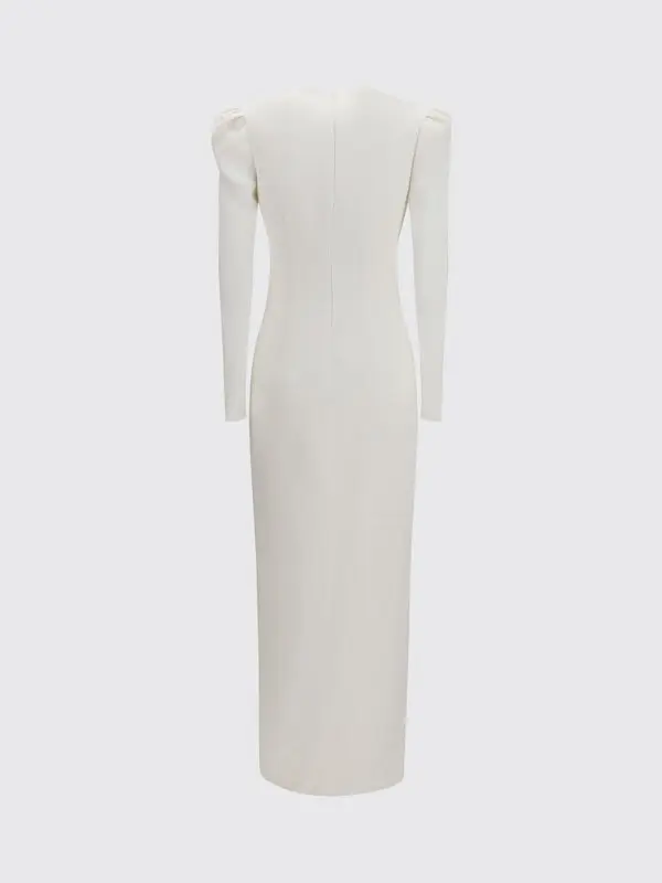 Alessandra Rich Crêpe Sheath Midi Dress With Bow And Front Slit