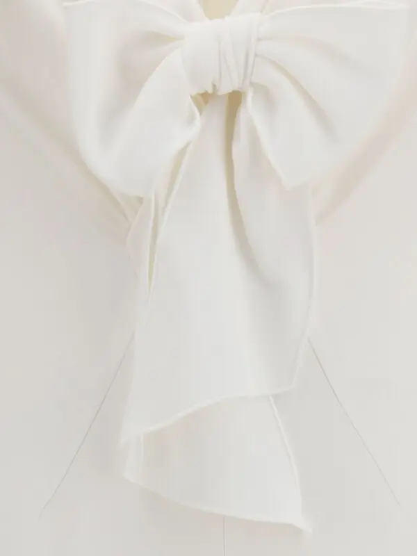 Alessandra Rich Crêpe Sheath Midi Dress With Bow And Front Slit