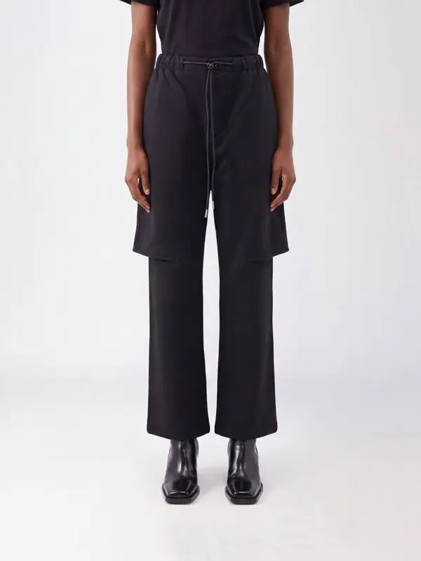 Sacai High-waisted Asymmetrical Straight-leg Cotton Trousers