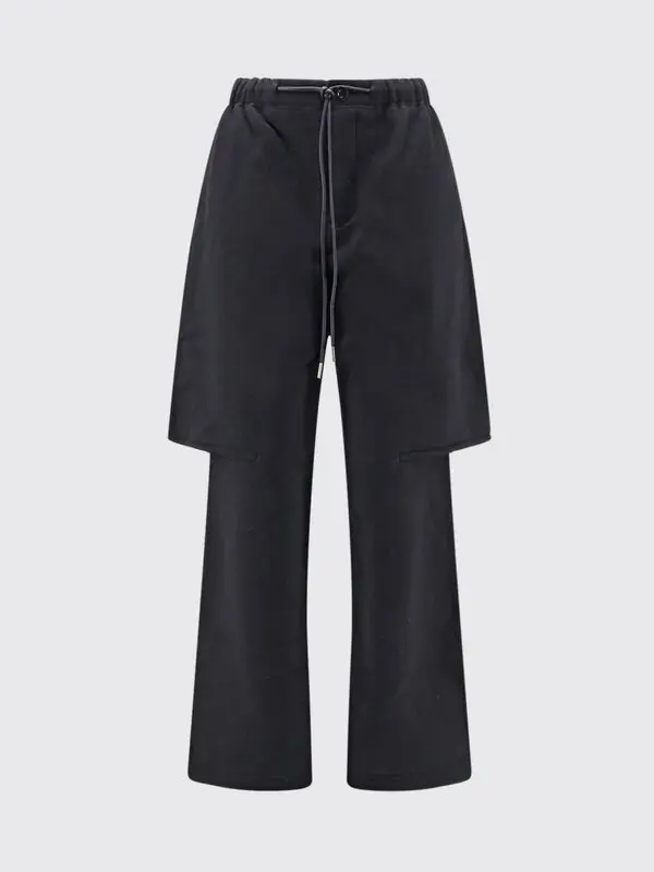 Sacai High-waisted Asymmetrical Straight-leg Cotton Trousers