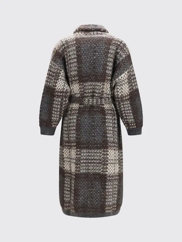 Brunello Cucinelli Check Mohair And Cashmere Robe Coat - Ivory