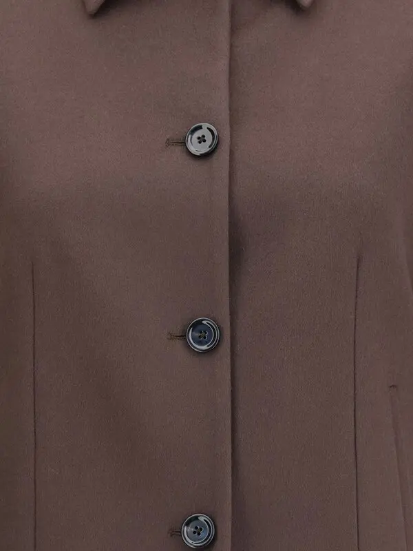 LARDINI Pure Virgin Wool Shirt Jacket With Classic Collar And Pockets - Brown