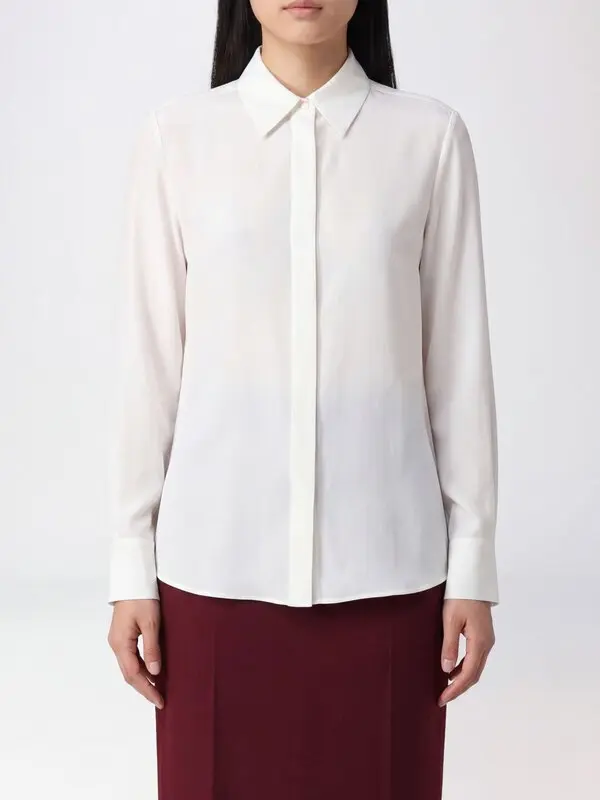 LARDINI Classic Pure Silk Shirt With French Collar And Concealed Placket - White