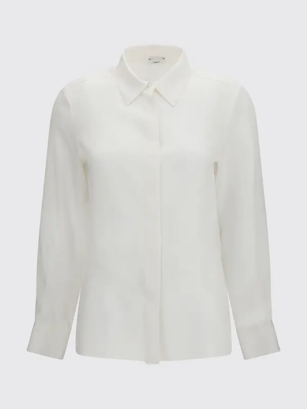 LARDINI Classic Pure Silk Shirt With French Collar And Concealed Placket - White
