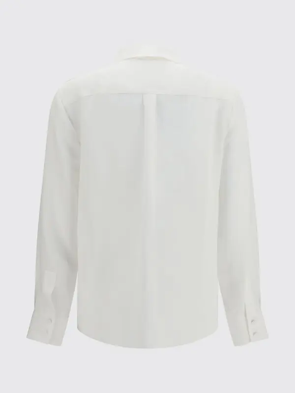 LARDINI Classic Pure Silk Shirt With French Collar And Concealed Placket - White