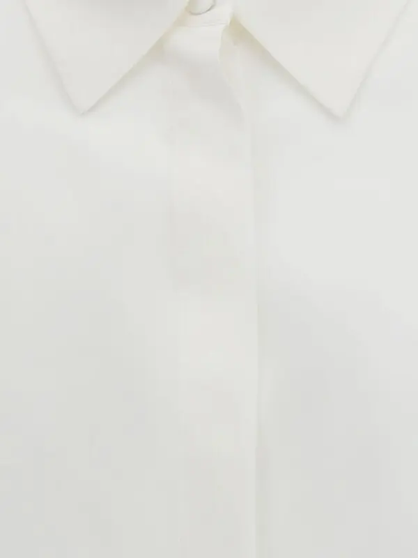 LARDINI Classic Pure Silk Shirt With French Collar And Concealed Placket - White