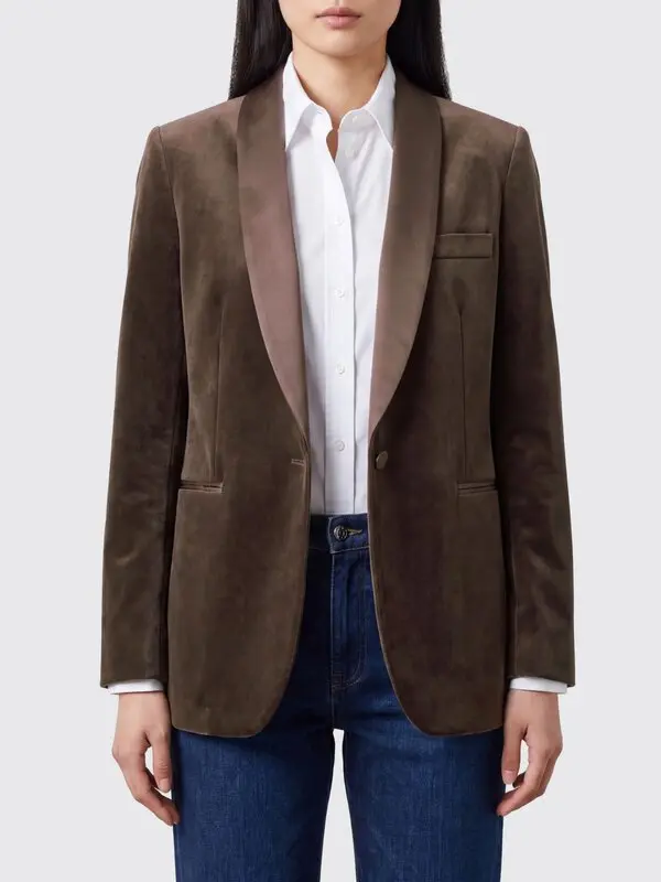 LARDINI Short Single-breasted Velvet Blazer With Satin Shawl Collar