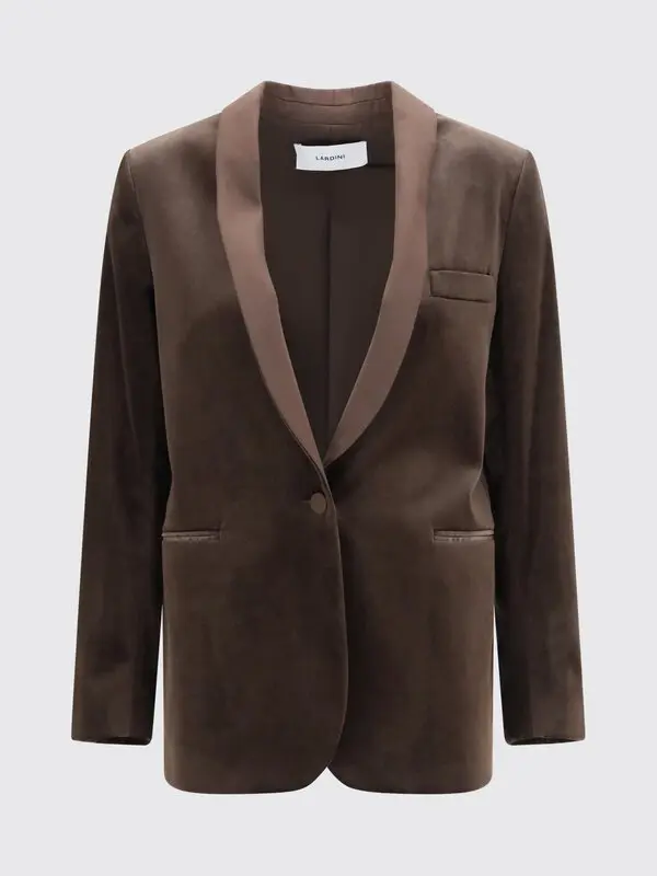 LARDINI Short Single-breasted Velvet Blazer With Satin Shawl Collar