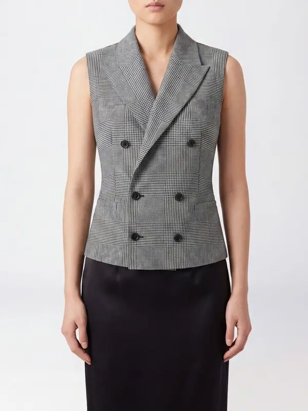 Dolce & Gabbana Double-breasted Houndstooth Wool Tailored Waistcoat