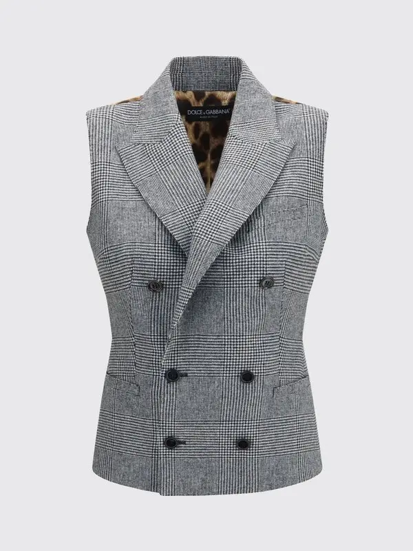 Dolce & Gabbana Double-breasted Houndstooth Wool Tailored Waistcoat