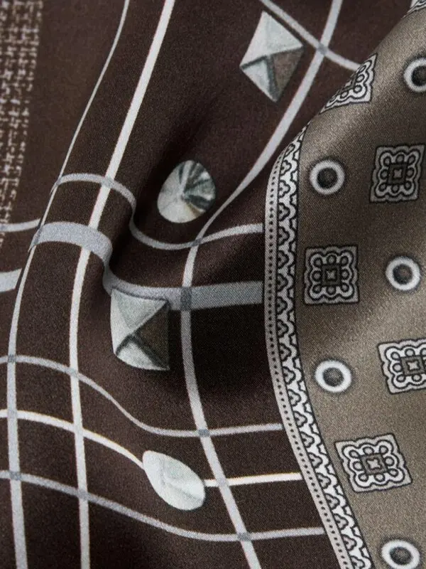 Acne Studios Square Organic Silk Foulard With Tartan Print - Grey