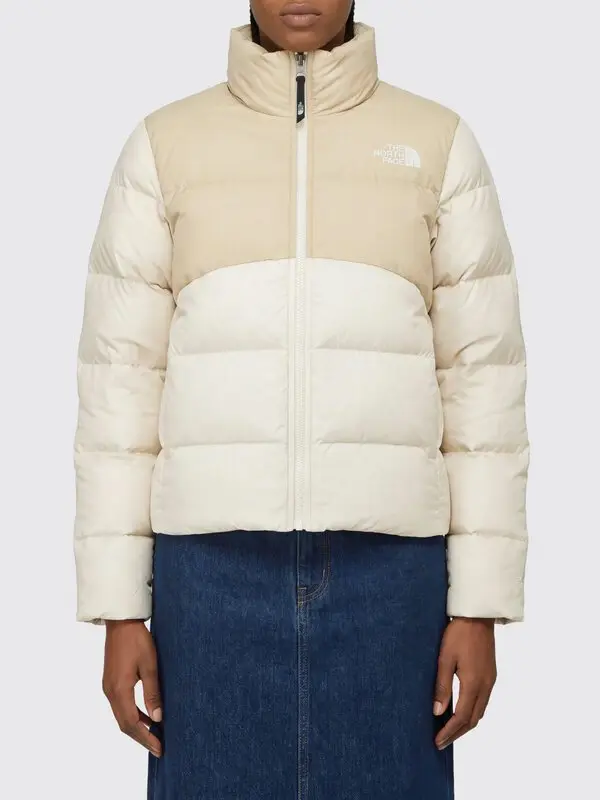 The North Face Water-repellent Cropped Puffer Jacket With Funnel Neck - White