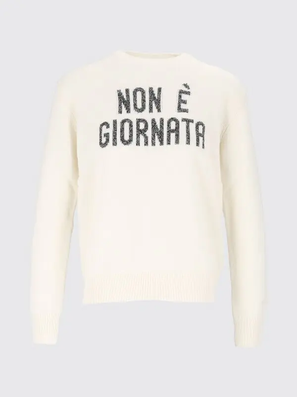 MC2 SAINT BARTH Slogan Print Cashmere And Wool Blend Sweater With Crew Neck - White