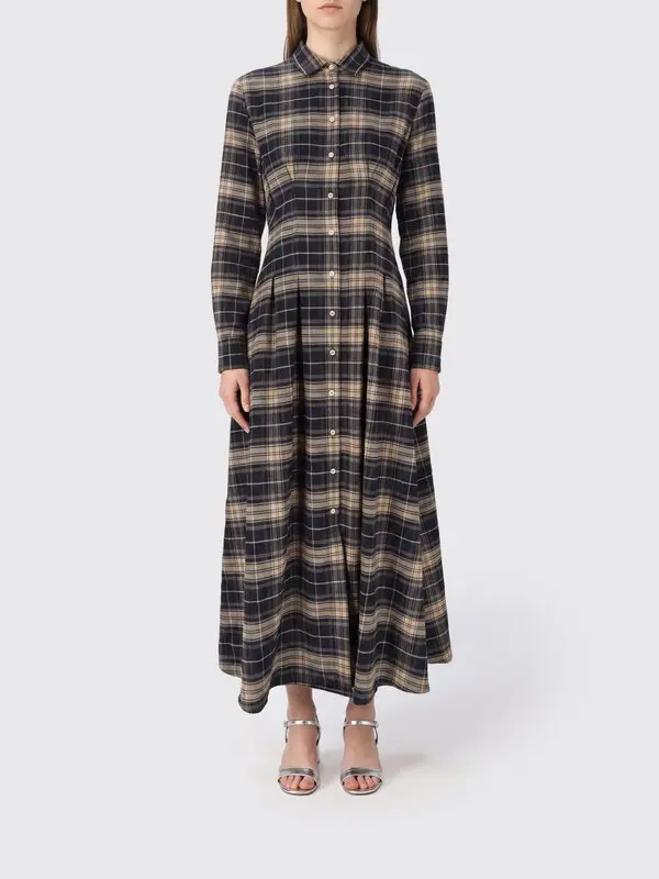 MC2 SAINT BARTH Midi Shirtdress In Viscose Blend With Classic Collar - Blue
