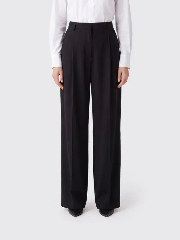 Emporio Armani High-waisted Crêpe Palazzo Trousers With Pleats - Black