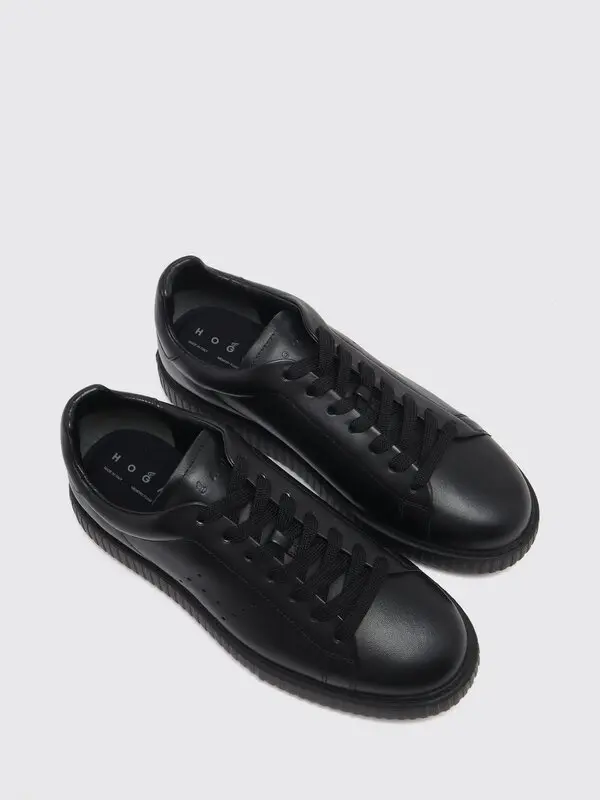 Hogan H-stripes Calfskin Leather Sneakers With Perforated H Logo