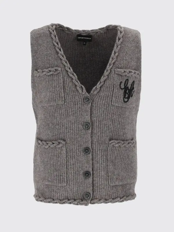 Emporio Armani Virgin Wool And Yak Monogram Jacquard Waistcoat