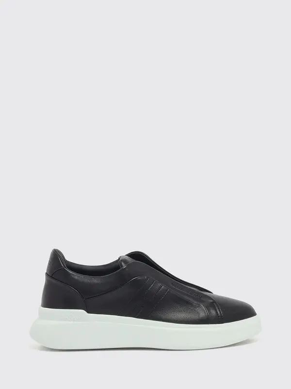 Hogan H580 Slip-on Sneakers In Nappa Leather With A Platform Sole - Black