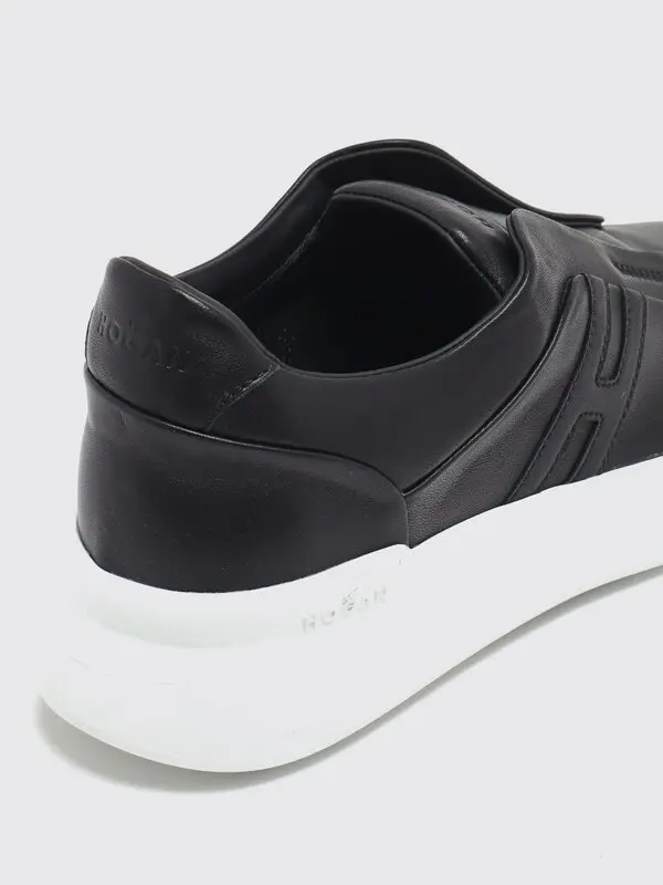 Hogan H580 Slip-on Sneakers In Nappa Leather With A Platform Sole - Black