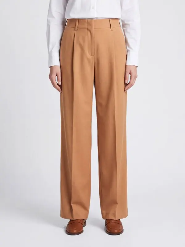 Herno High-waisted Technical Fabric Palazzo Trousers With Pleats - Camel